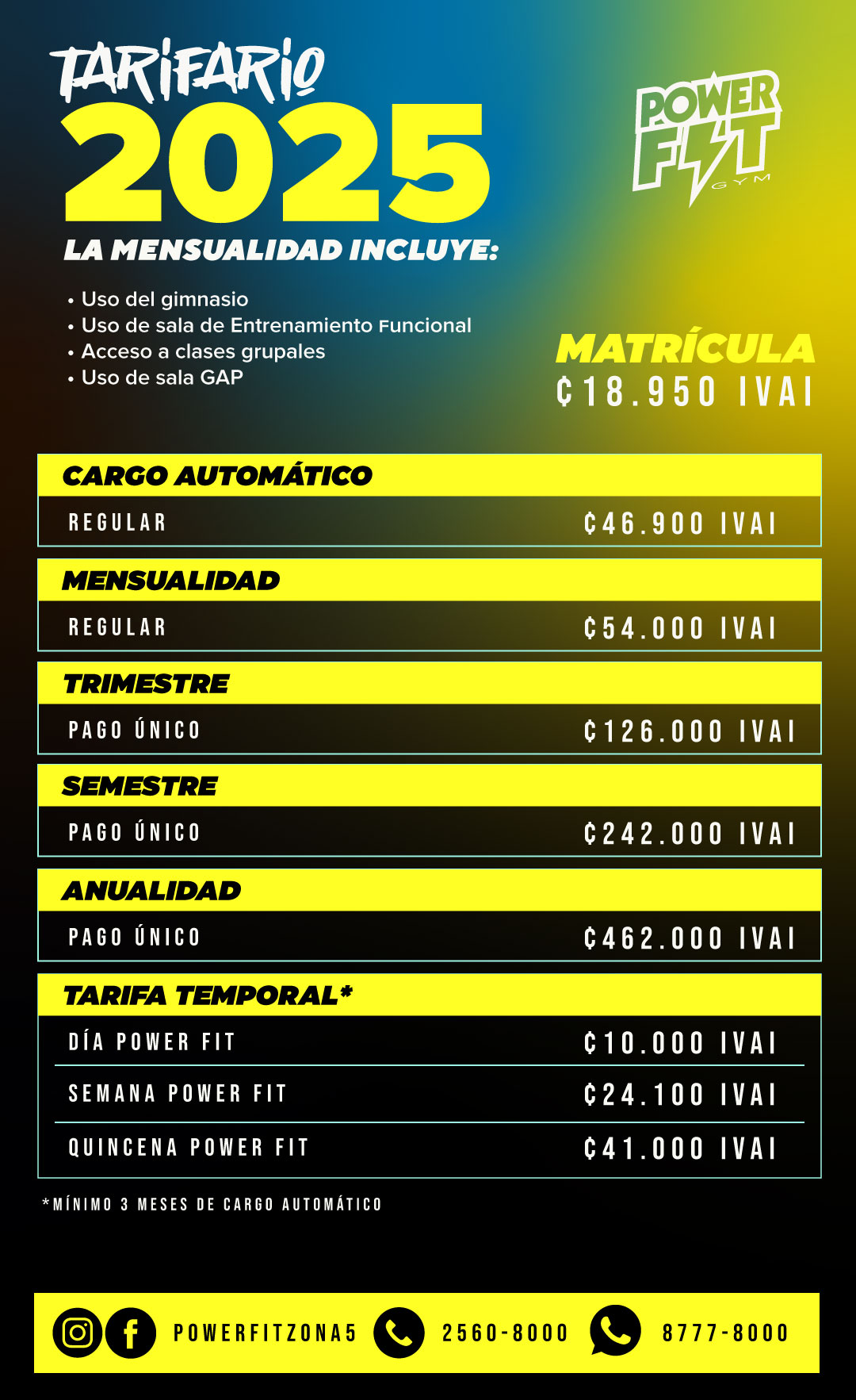 Paquetes y Tarifas – Power Fit Gym