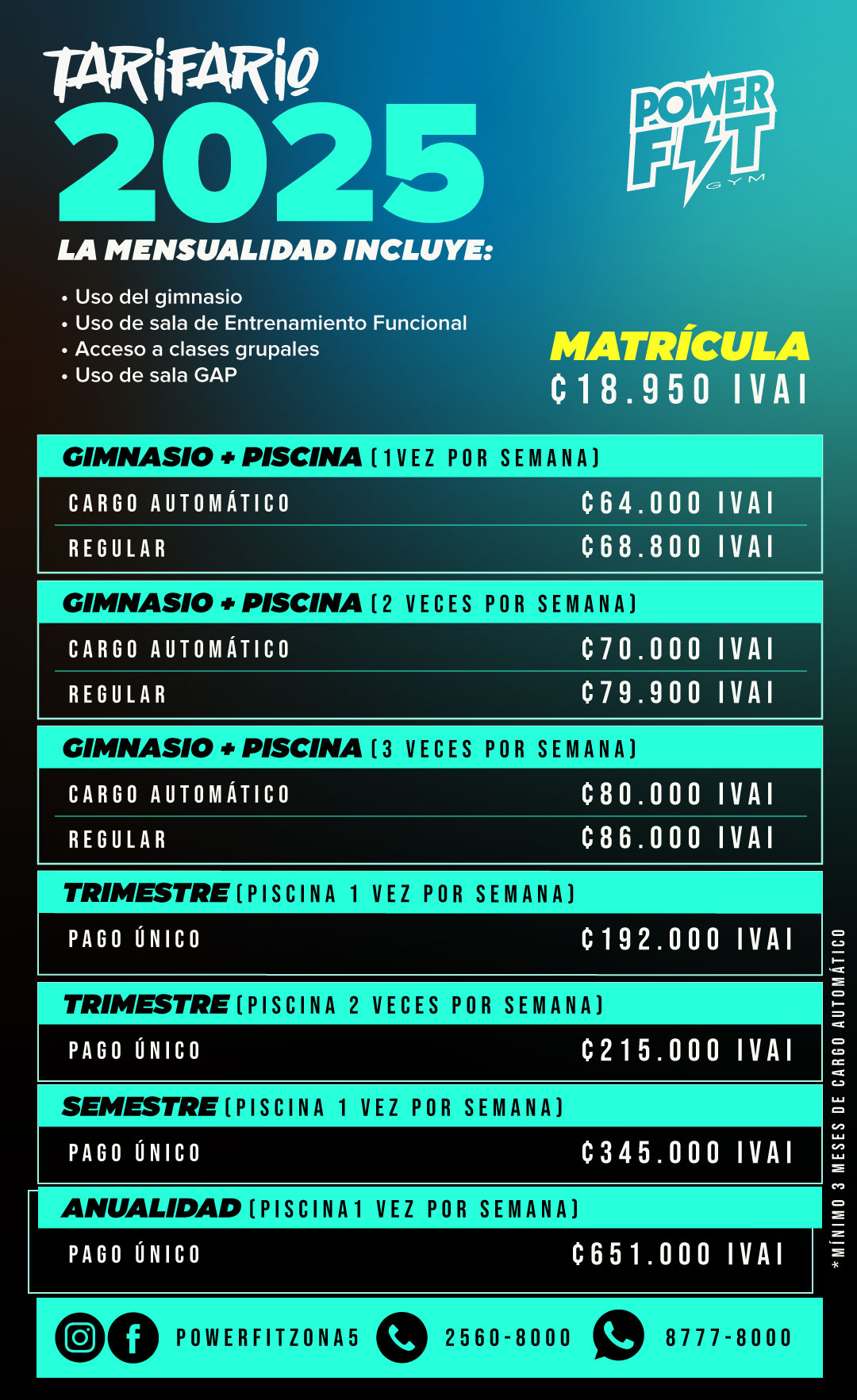 Paquetes y Tarifas – Power Fit Gym